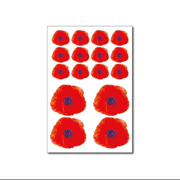 Small Poppy Flower Decals - Etsy