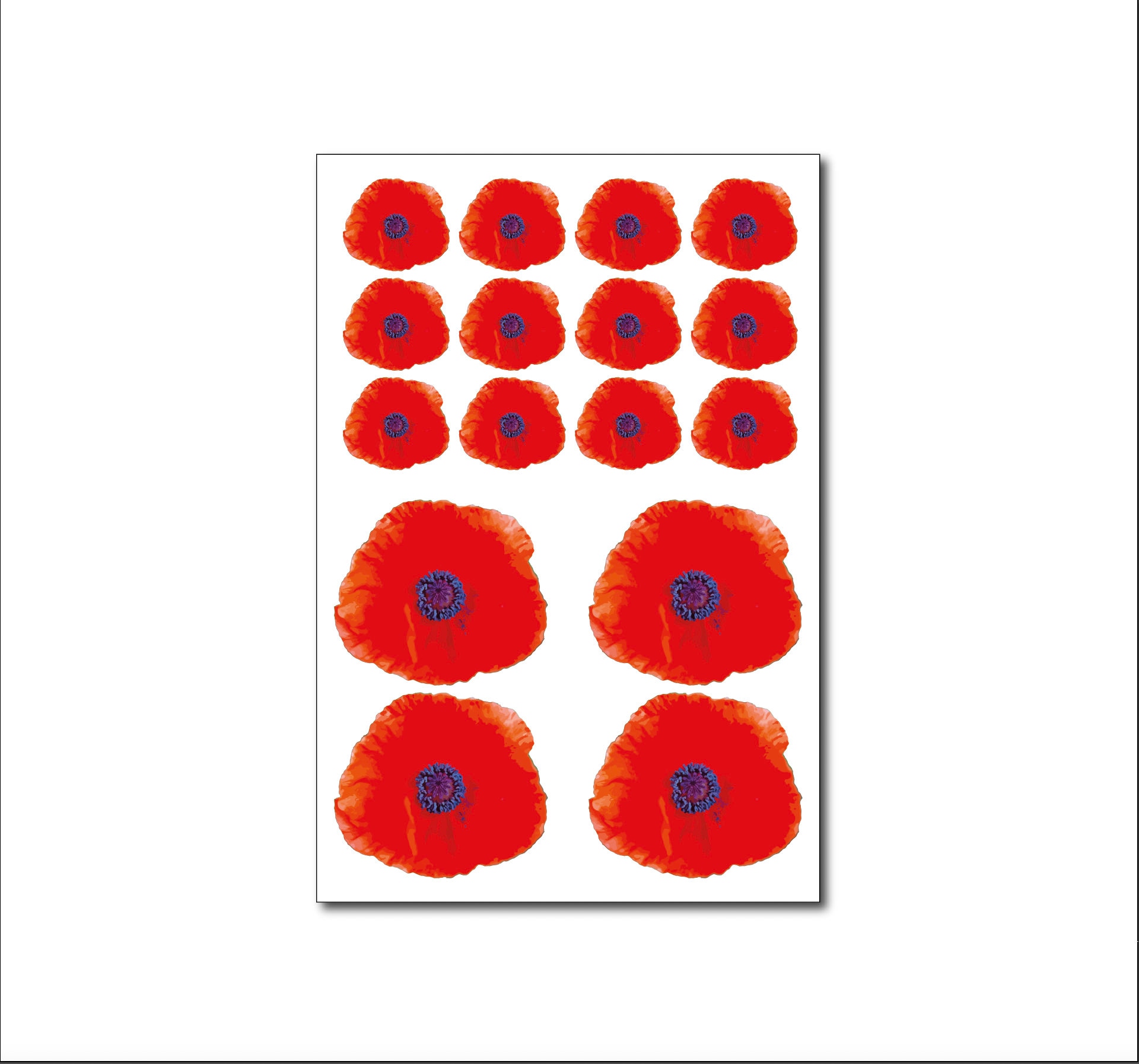 Set of 16 Small and Large Poppy Stickers Poppies Flower - Etsy UK