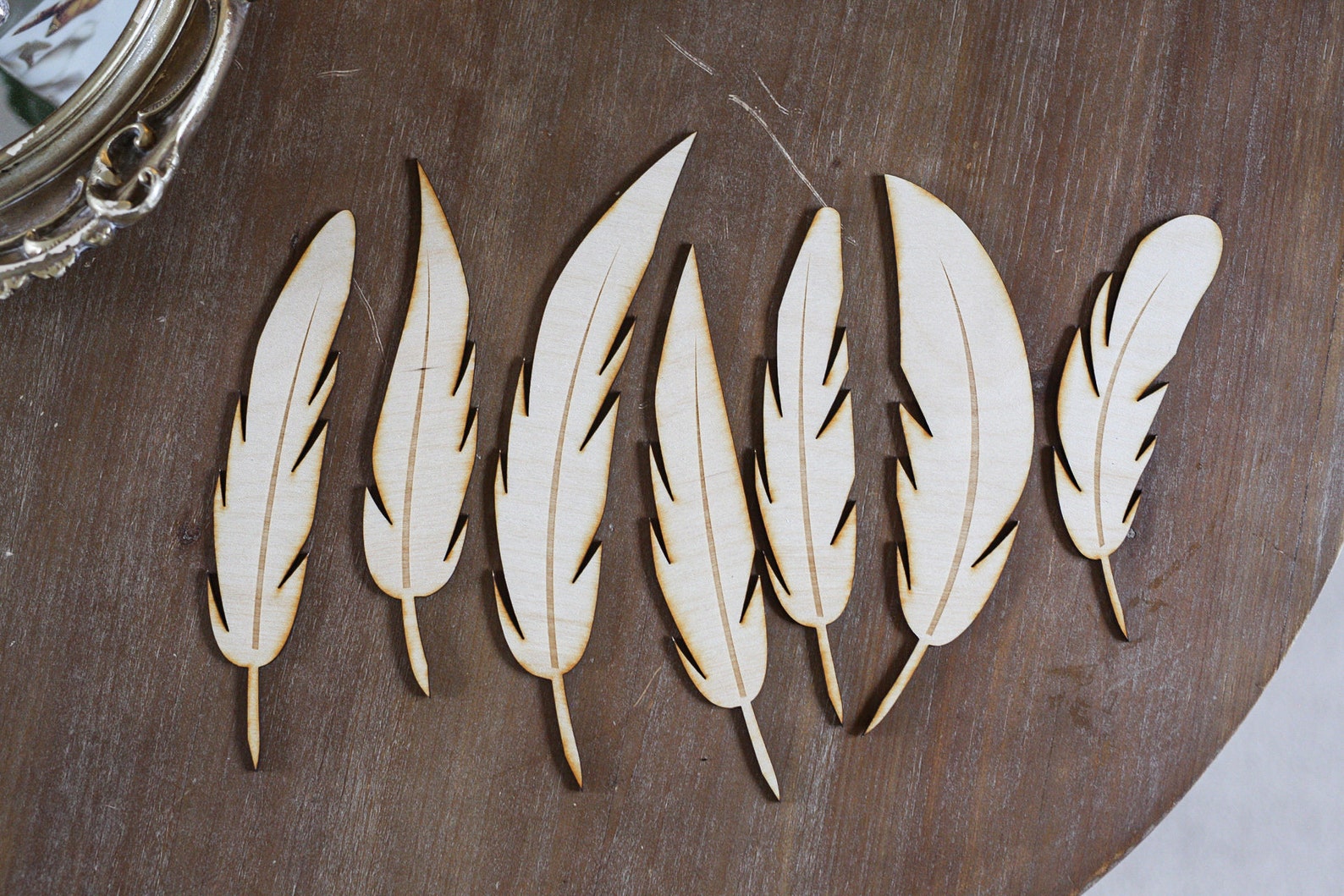 Set of 7 Laser Cut Wood Feathers - Etsy