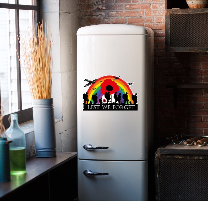 Lest We Forget Remembrance Day Sticker Poppy Flower Rainbow | Etsy