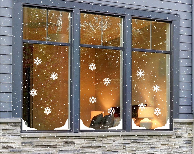 Christmas Reusable Window Stickers | Static Cling, Winter Window Décor ...