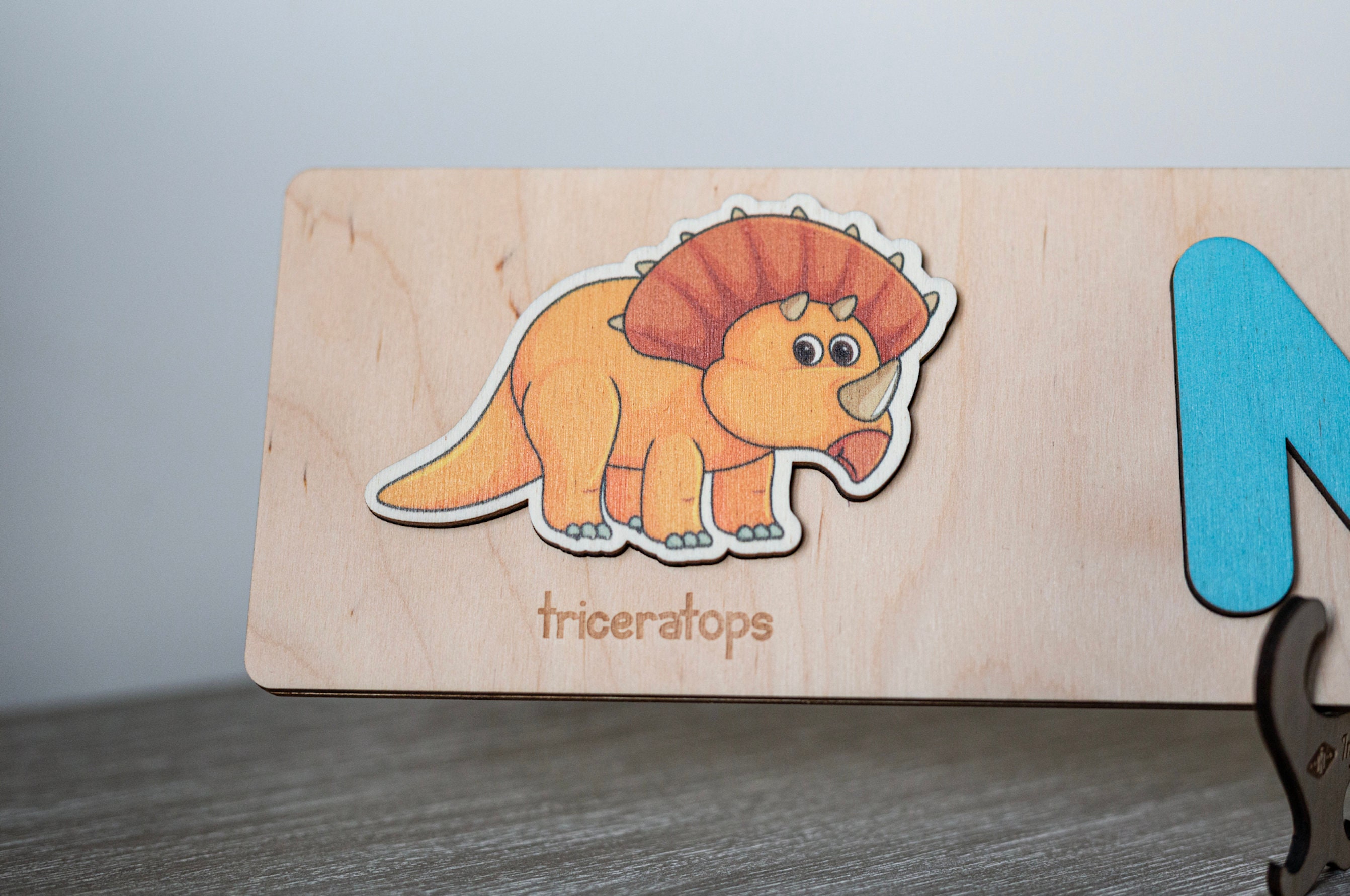 Wooden Name Puzzle With Dinosaurs Shapes and Letters | Etsy