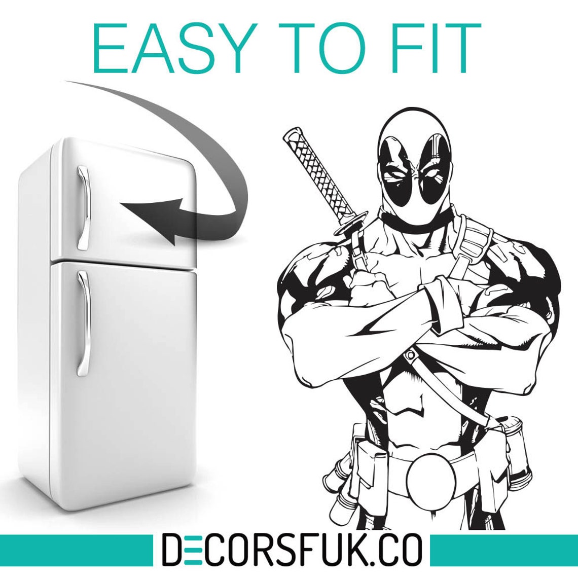 Deadpool Fridge Sticker Black Vinyl - A4 Size / Wall Decor/ Kitchen ...