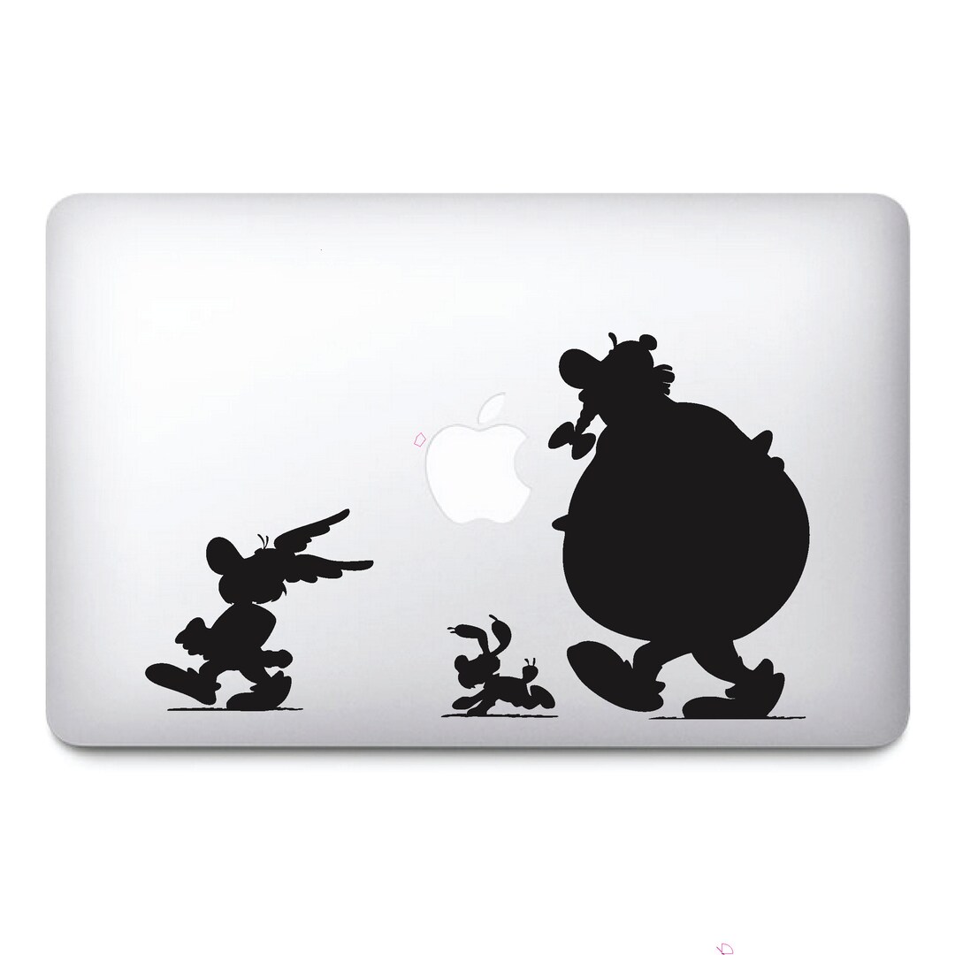Asterix and Obelix MacBook Stickers on Black Vinyl | Laptop Stickers ...