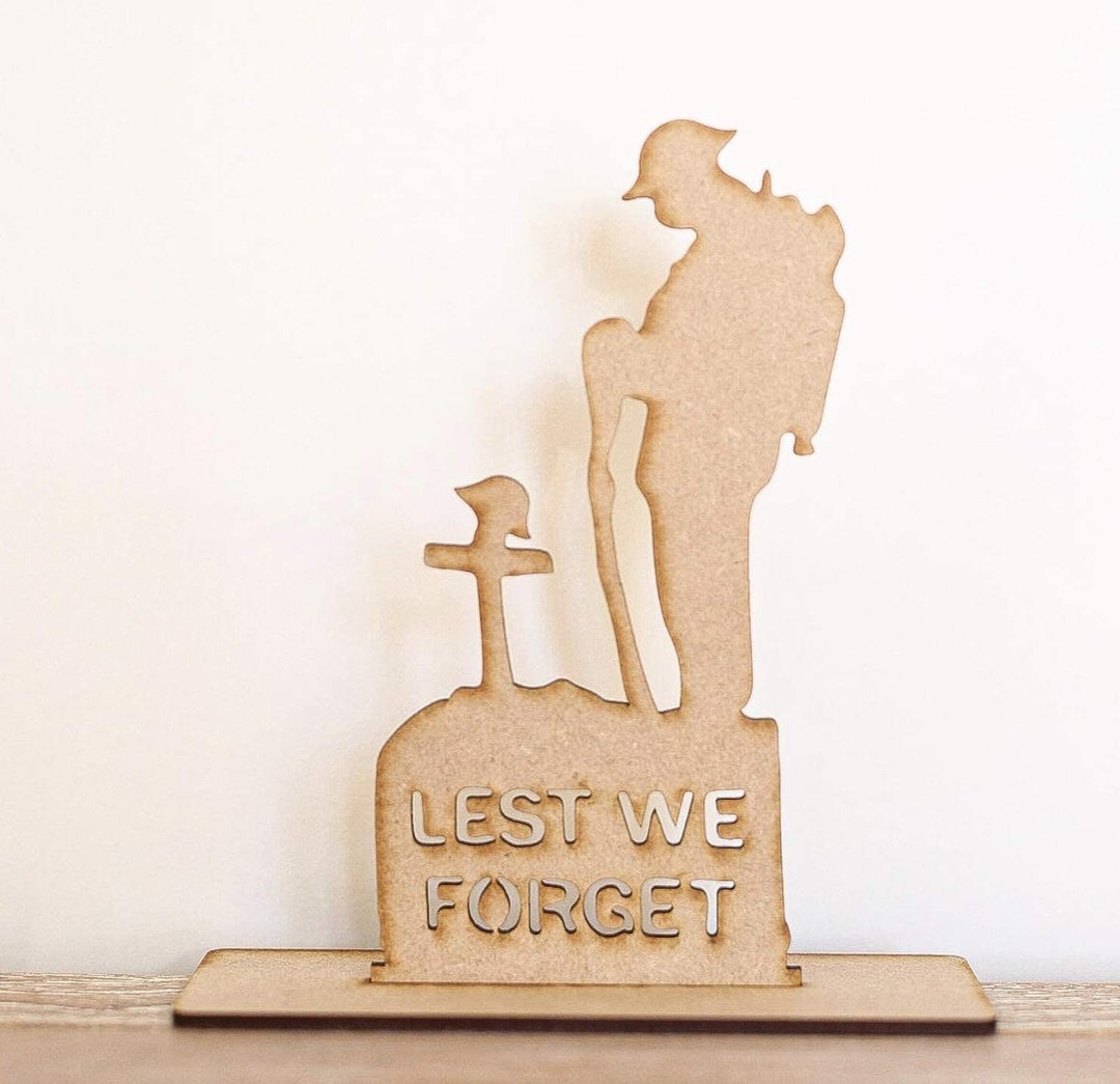 Lest We Forget - Wooden MDF Soldier in Front of Grave Remembrance Day ...