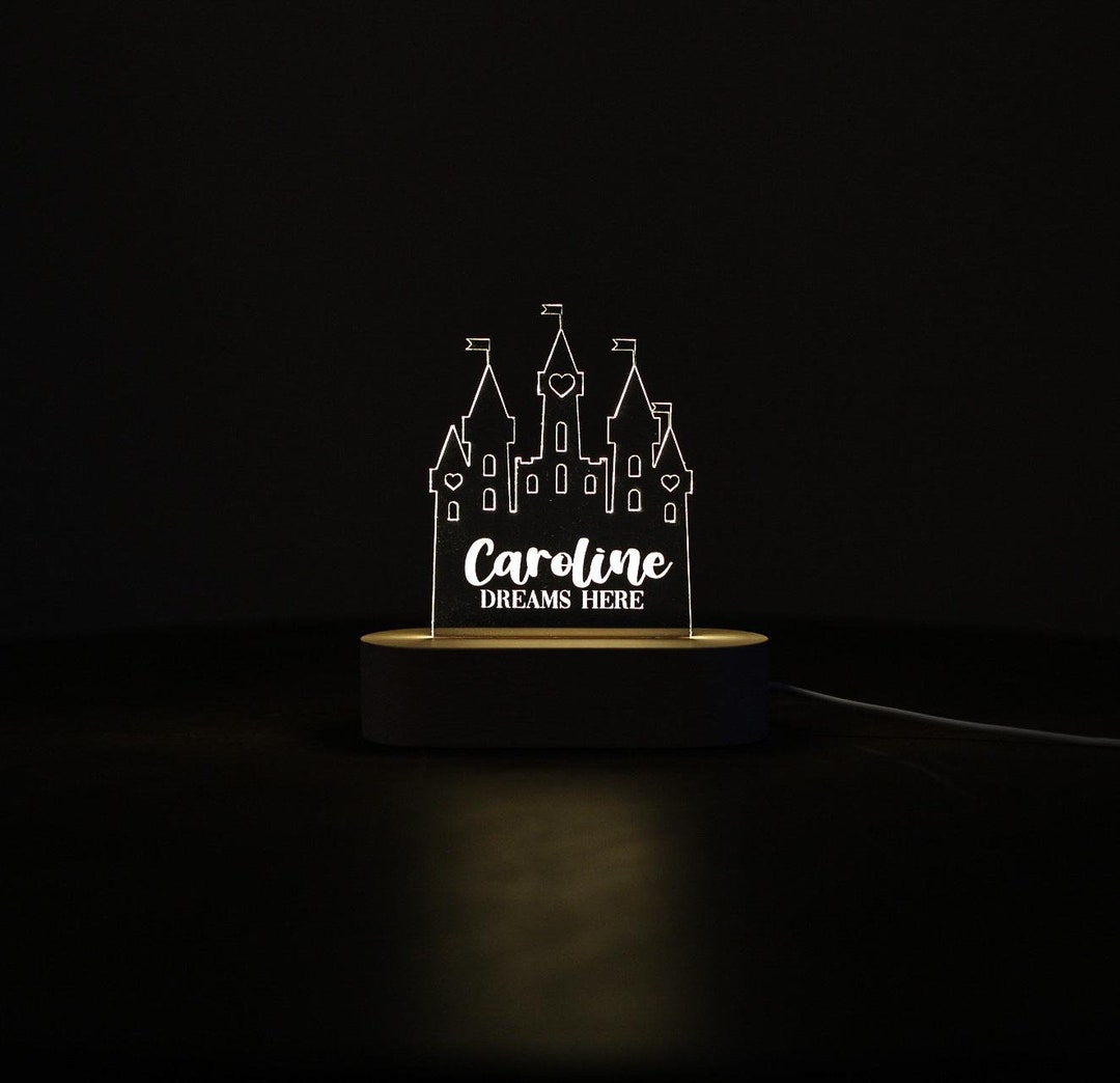 Custom Name Princess Castle Laser Cut Acrylic USB Lamp for Boys or ...