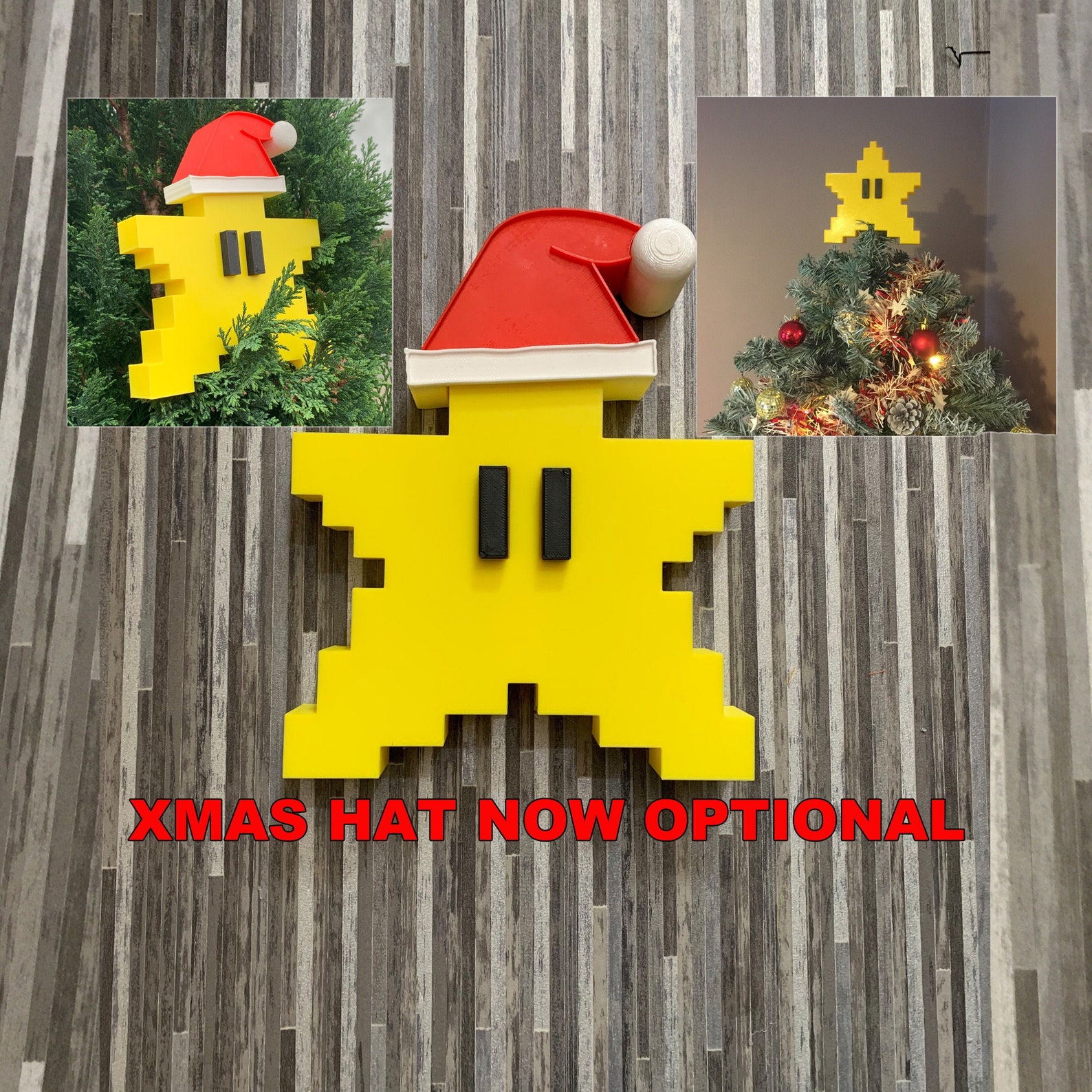 Retro Super Mario Star Tree Topper With Hat. This 8bit | Etsy