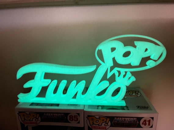 Custom Funko Pop Display Logo Glows Green in the Dark. | Etsy