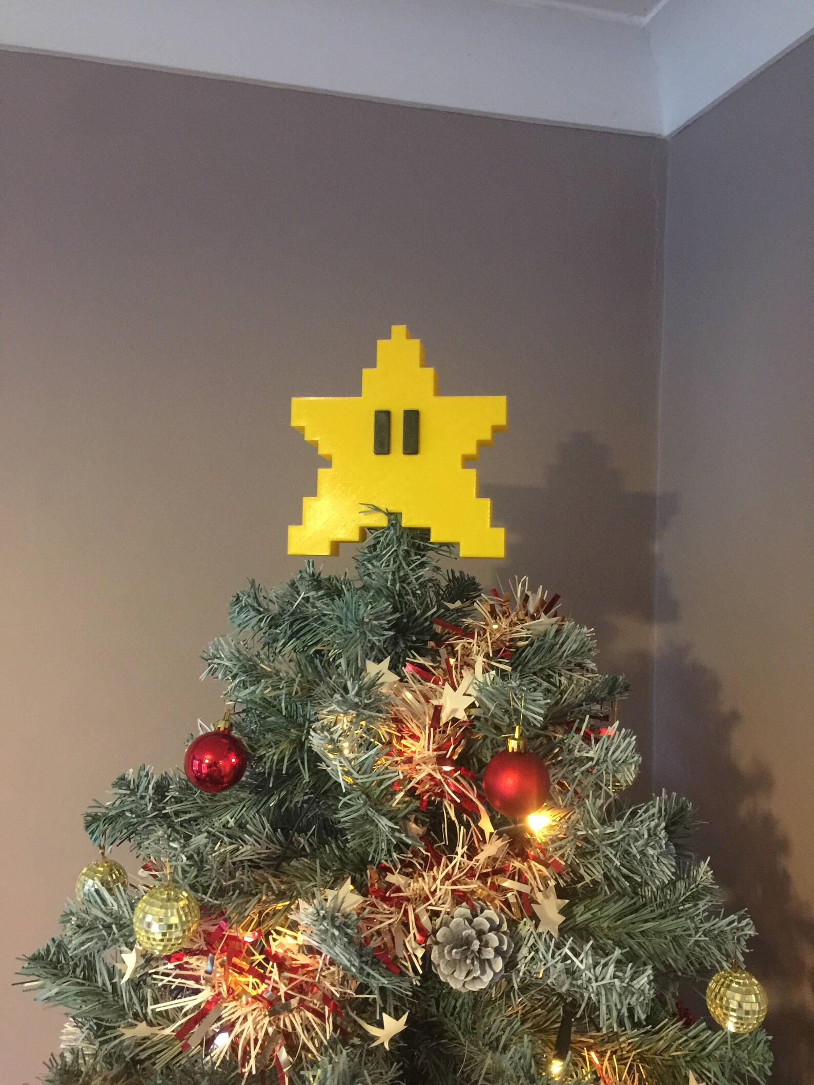 Retro Super Mario Star Tree Topper. This 8bit Christmas - Etsy