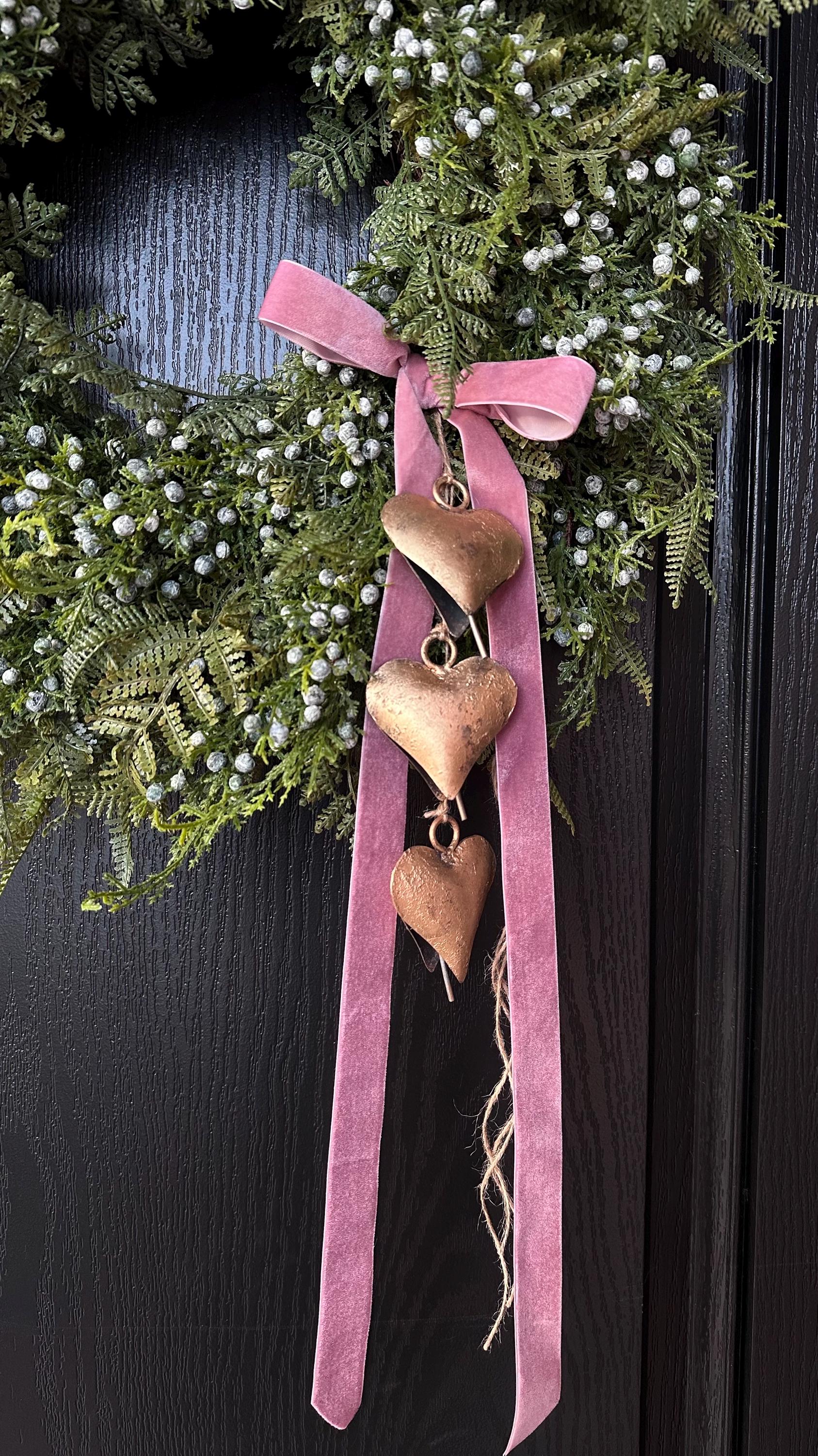 Winter to Spring Wreath, Lace Fern & Juniper Berry Wreath, Valentine’s ...