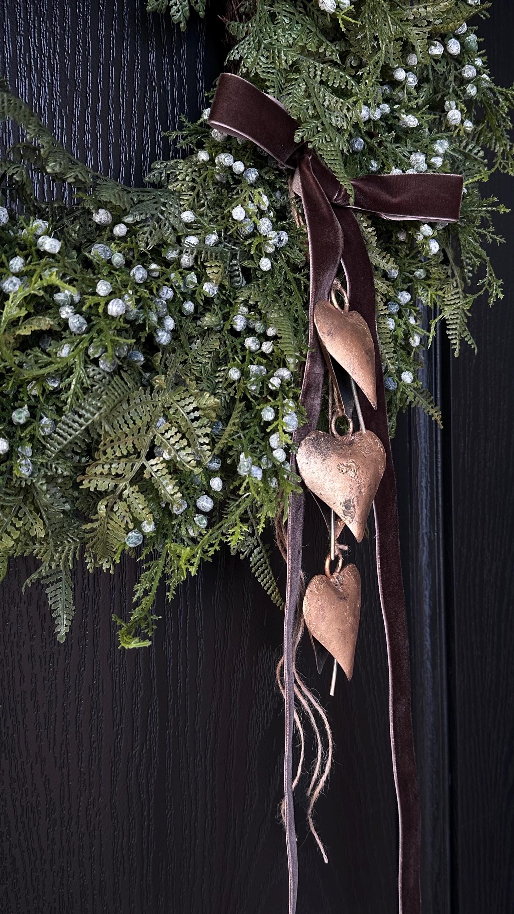 Winter to Spring Wreath, Lace Fern & Juniper Berry Wreath, Valentine’s ...