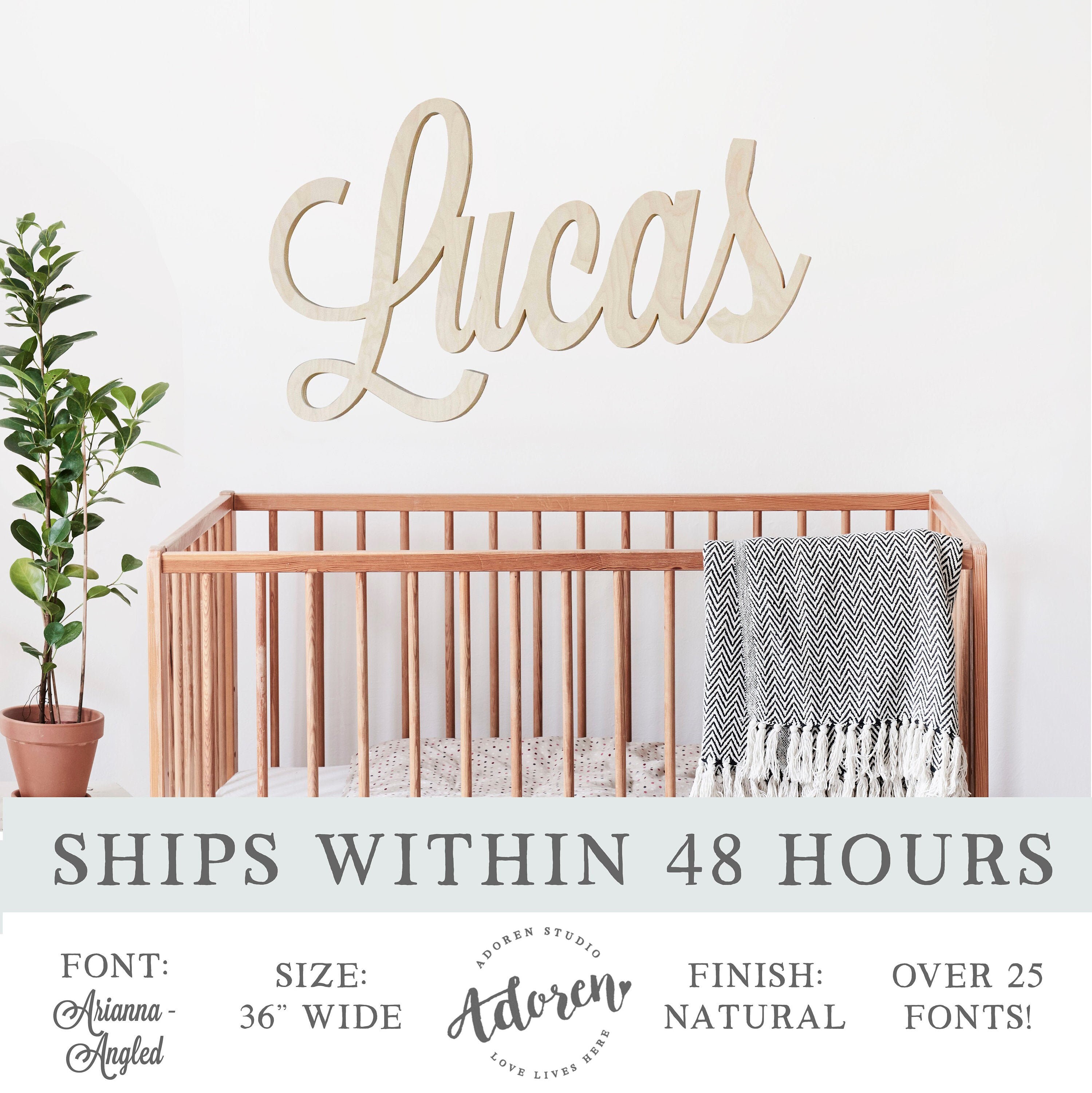 Nursery Name Sign for Over The Crib Nursery Wall Decor | Etsy