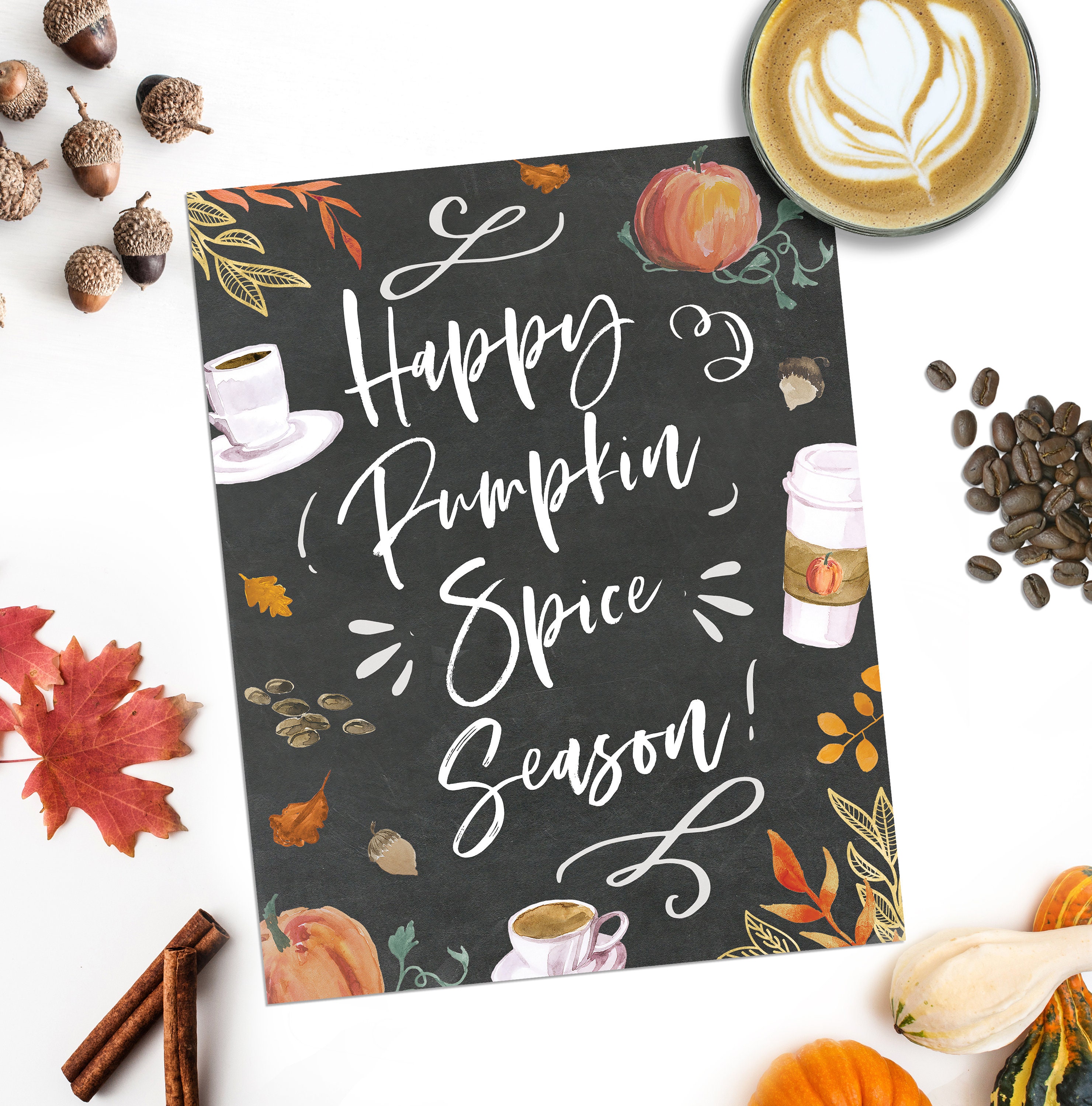 Happy Pumpkin Spice Season Printable Fall Home Decor Autumn - Etsy
