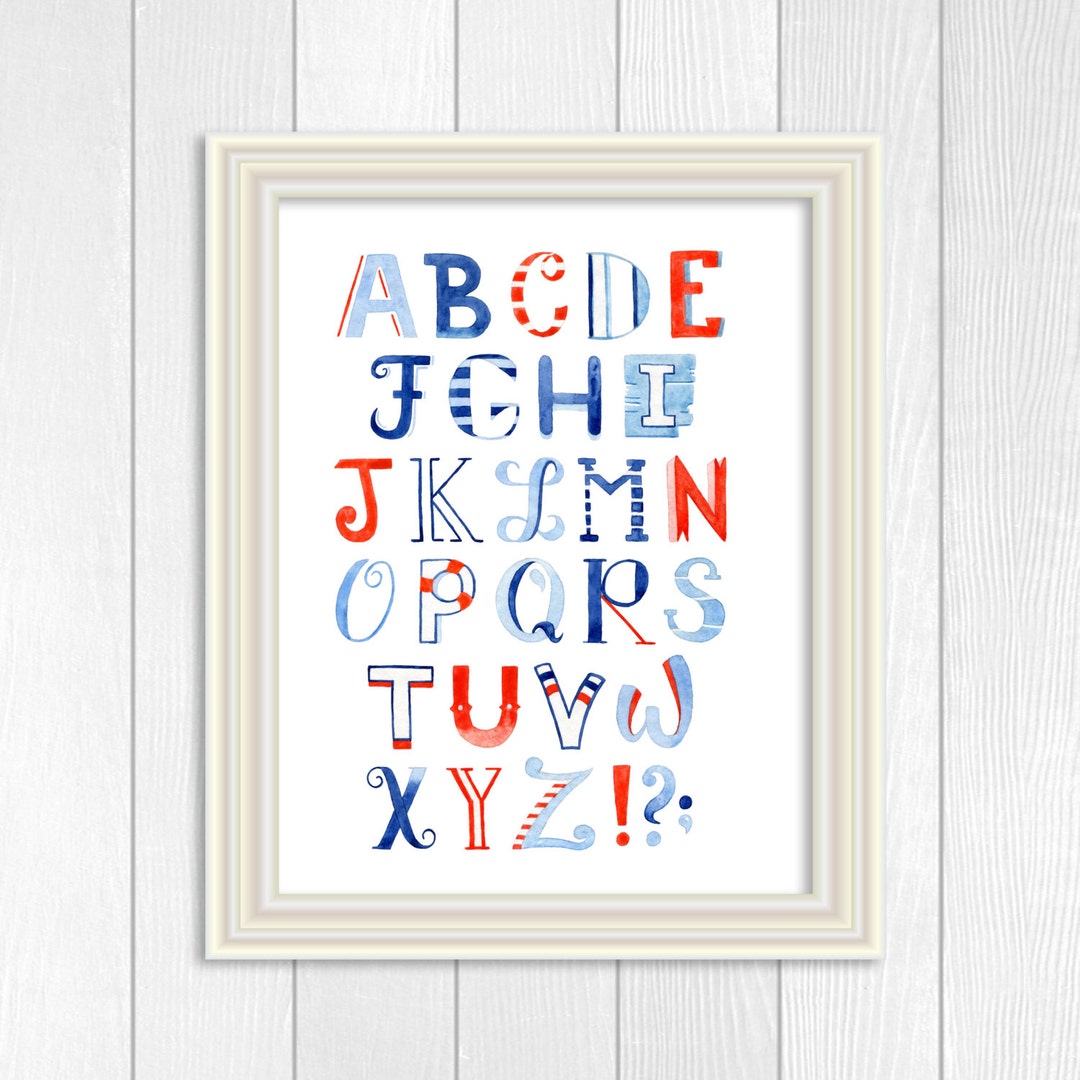 Nautical Nursery Alphabet, Nautical Nursery Decor, Nautical Nursery Art ...