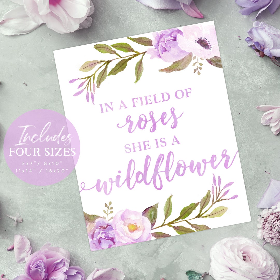 Lavender Girl Nursery Wall Art - in A Field of Roses She is A ...