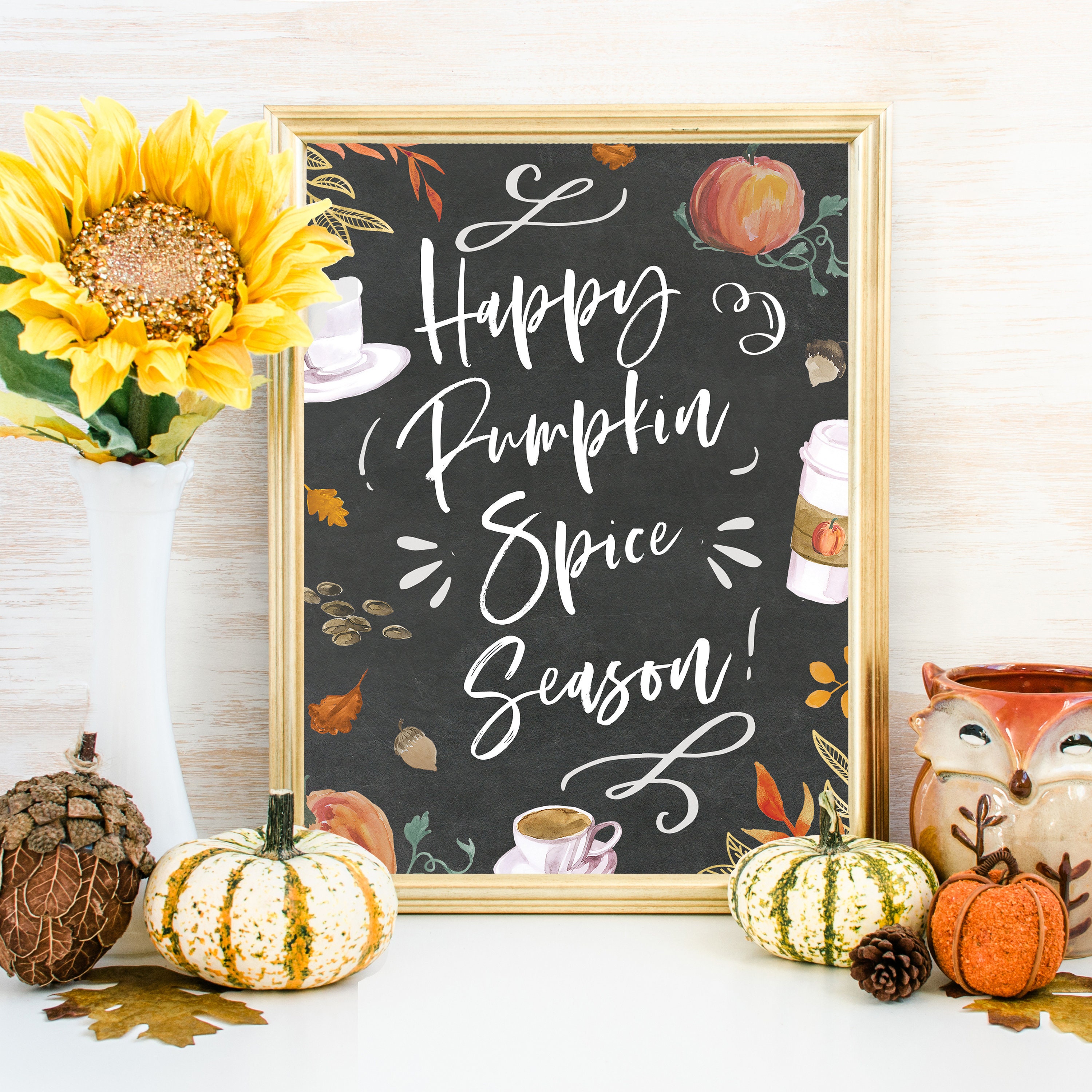 Happy Pumpkin Spice Season Printable Fall Home Decor Autumn - Etsy