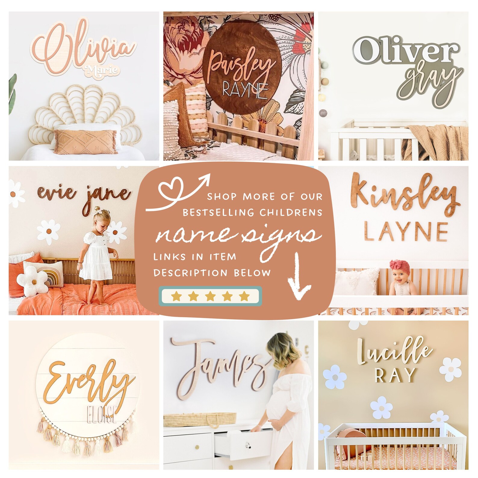 Custom Wood Name Sign Boho Name Sign Girls Name Sign Girls Room Decor ...