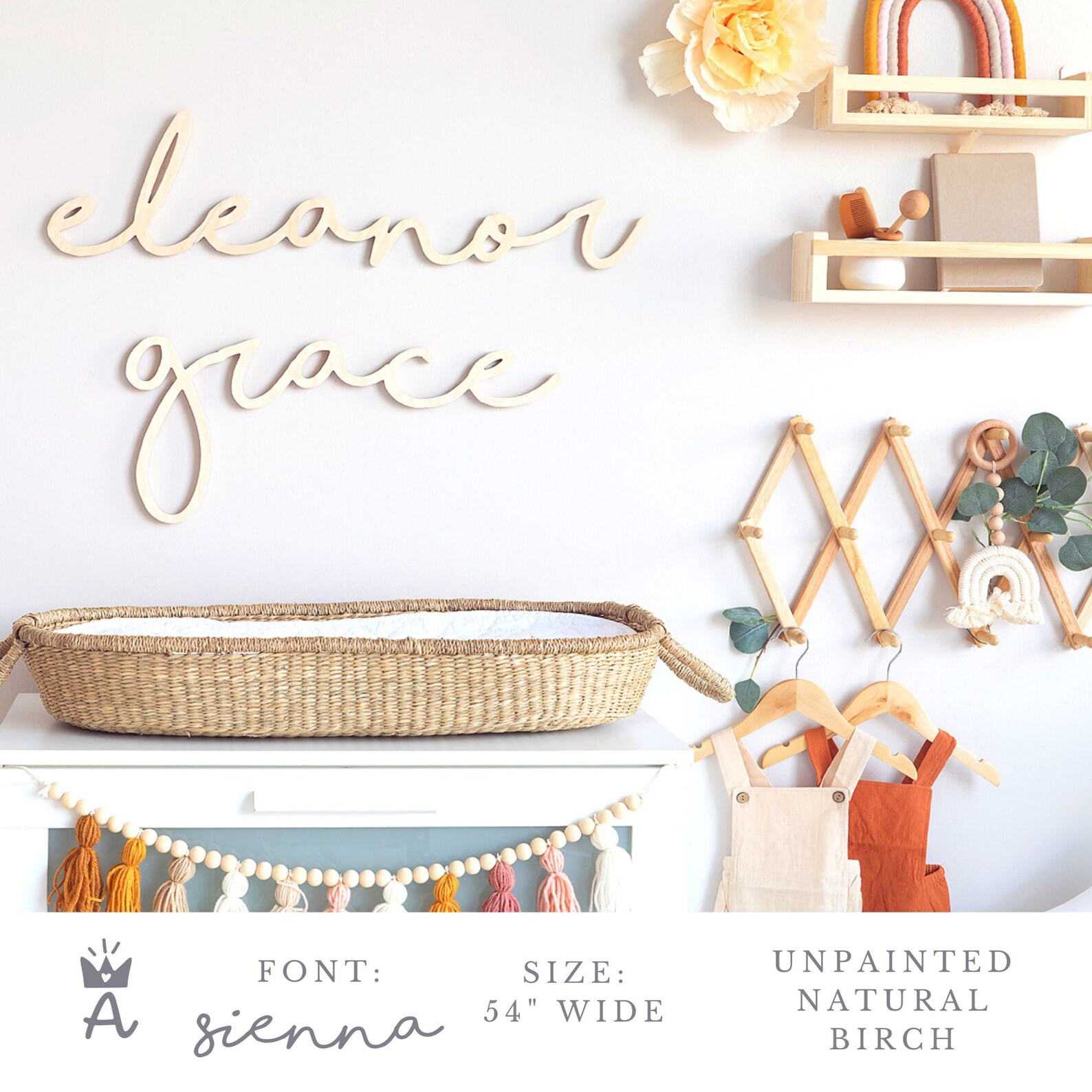 Custom Wood Name Sign Boho Name Sign Girls Name Sign Girls Room Decor ...