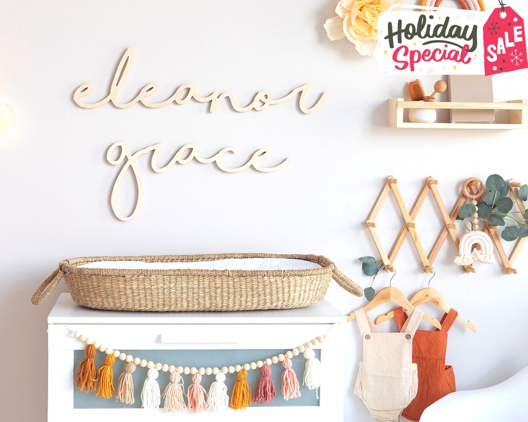 Boho Nursery Wooden Name Sign 12 to 54 Wide Custom Name Sign for Baby ...