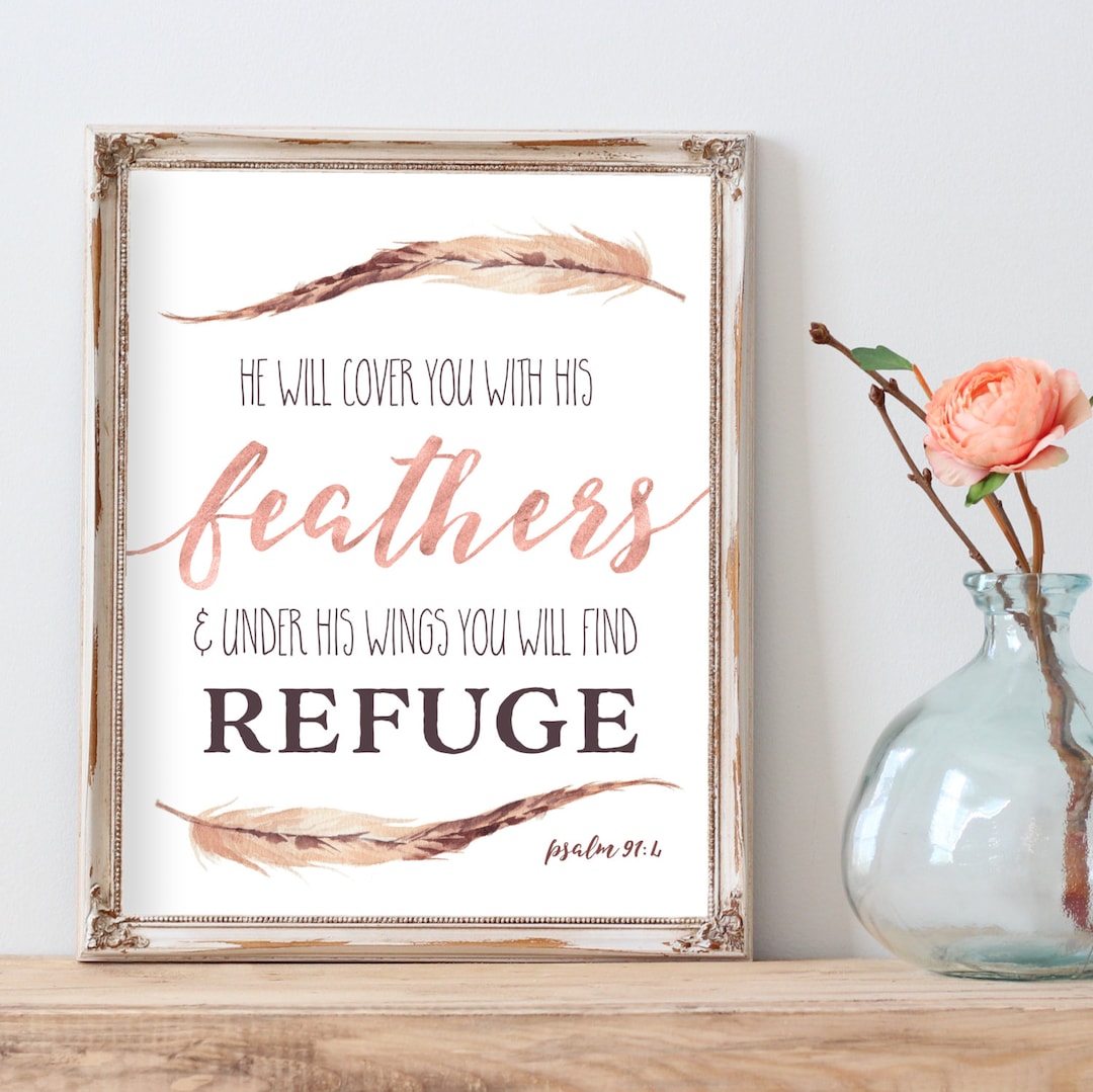 He Will Cover You With His Feathers, Nursery Scripture, Nursery Art ...