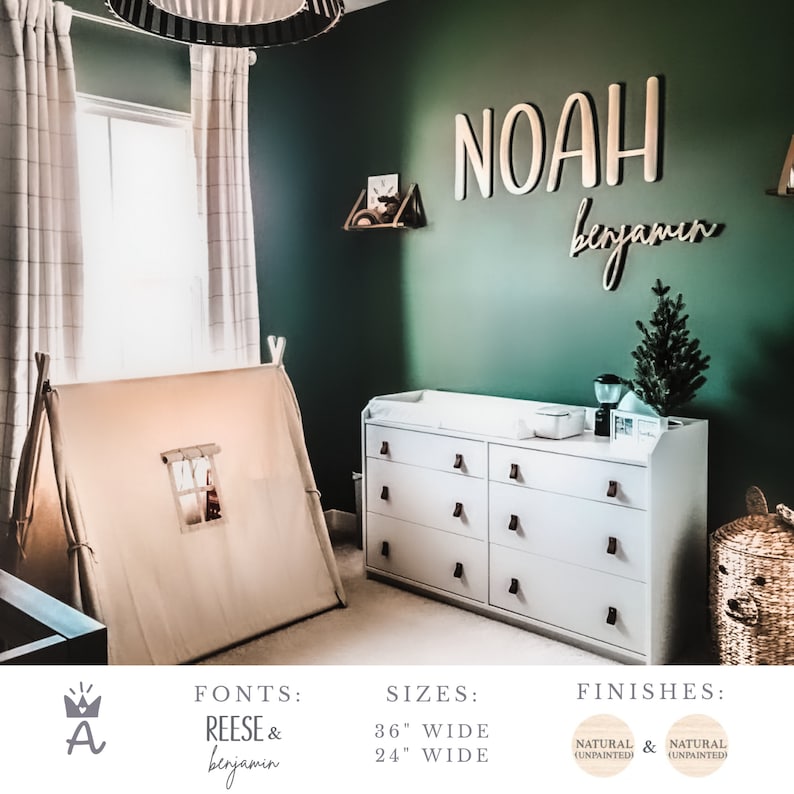 Custom First and Middle Name Sign Wooden Name Sign for Two - Etsy