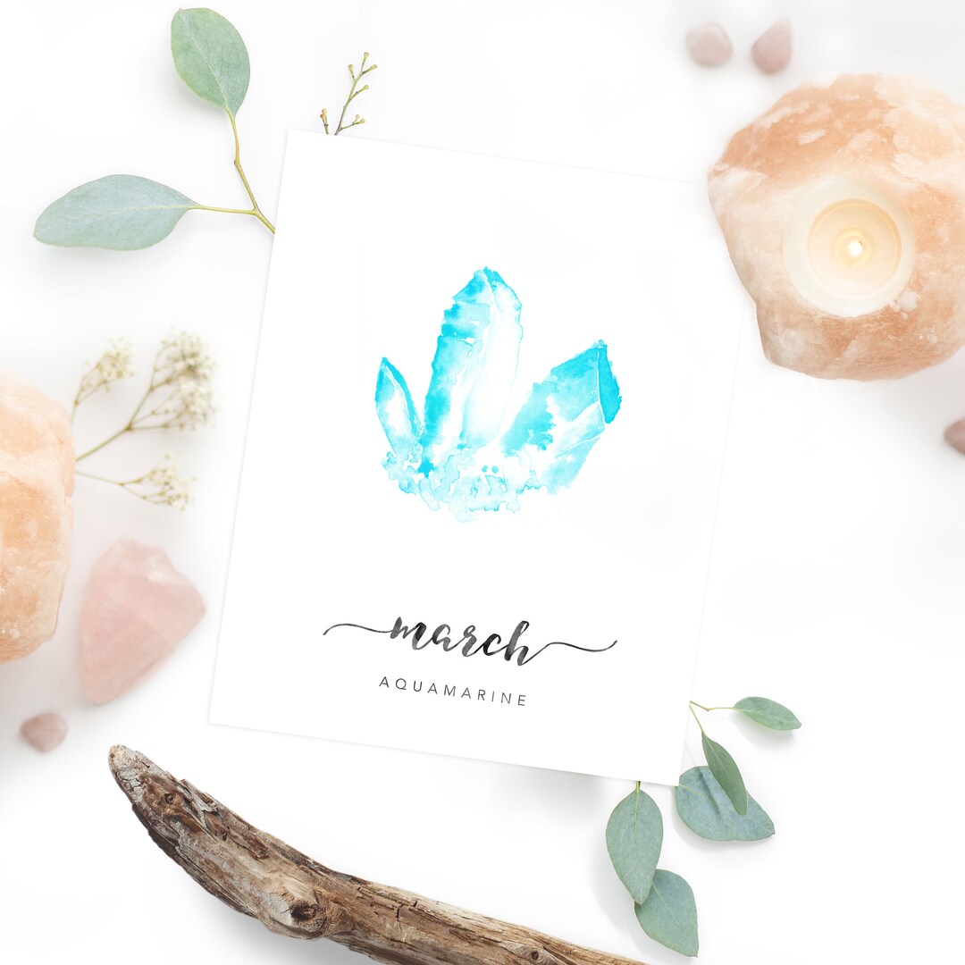 March Birthstone, Birthstone Art, March, Nursery Art, Baby Gift ...