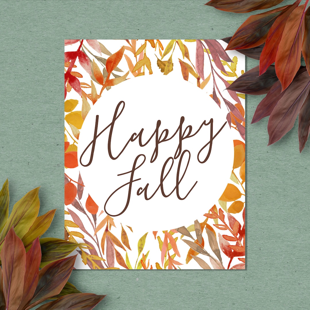 Happy Fall Sign, Fall Art Print, Fall Decor, Fall Wall Art Print, 4x6 ...