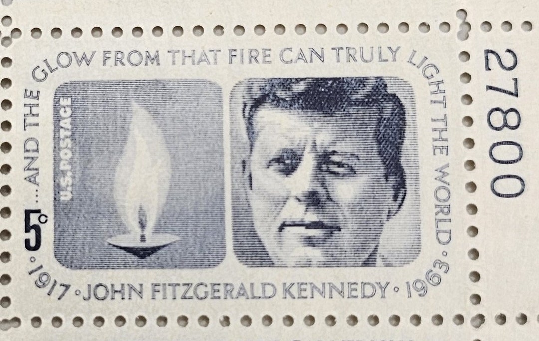 Vintage 1964 JFK Postage 5 Cents, TWO Plate Blocks of FOUR Stamps - Etsy