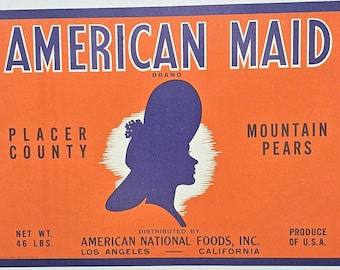 Original Vintage Pear Crate Label C1960 Rare Mountain Maid Australia ...