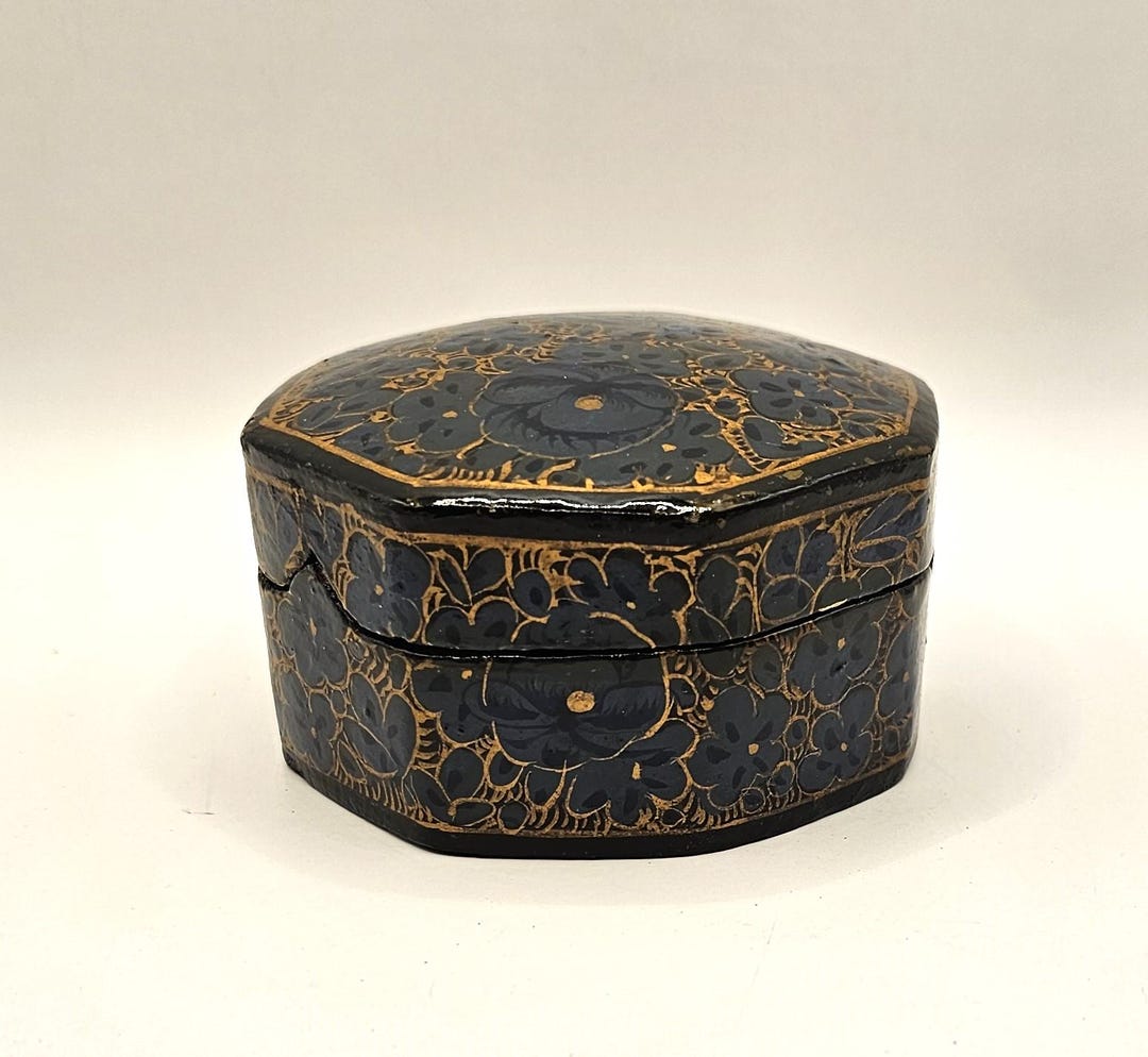 Vintage Paper Mache Trinket Box - Etsy