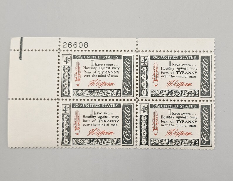Vintage 1960 US 4 Cent Postage - TWO Block Plates of FOUR Stamps - Etsy