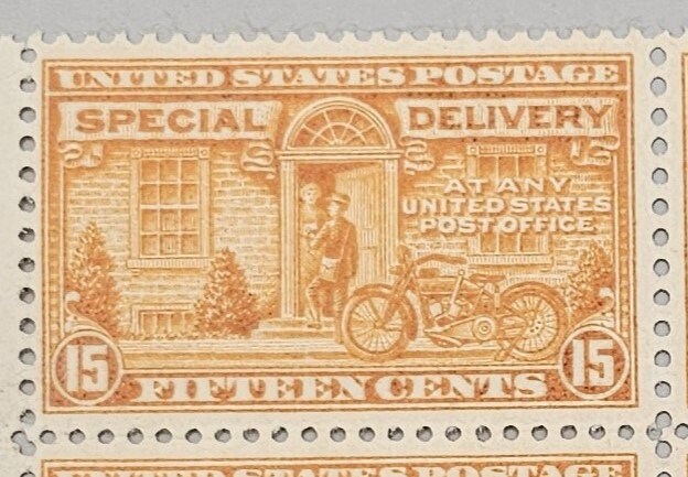 1931 US Postage 15 Cents Special Delivery, Plate Block of FOUR Stamps ...