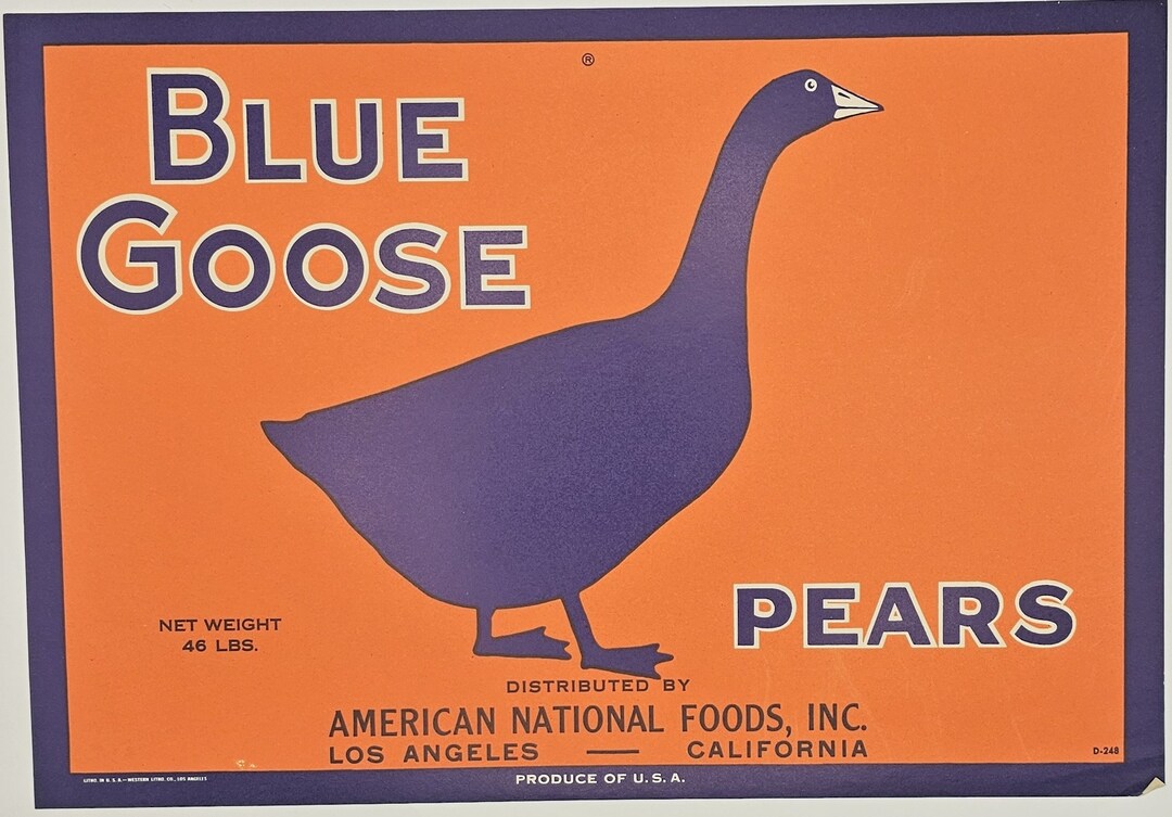 Advertising Label: Blue Goose Pears Vintage - Etsy