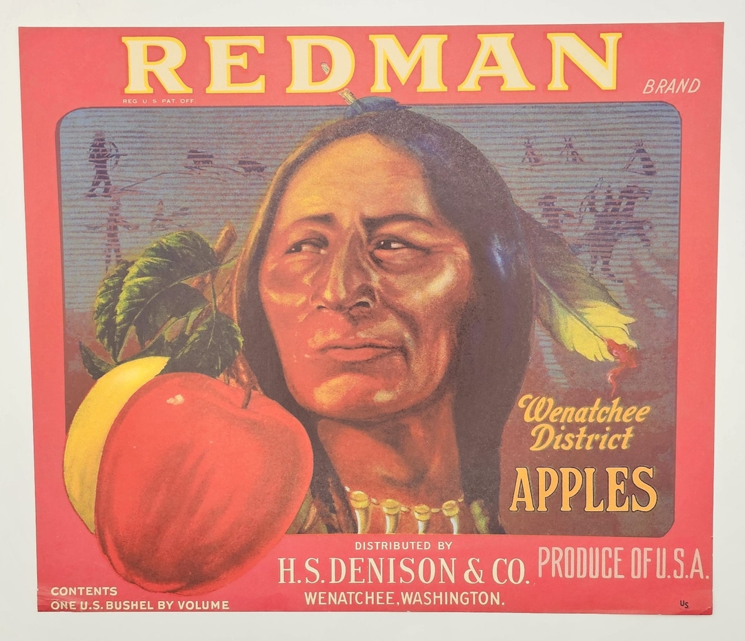 Advertising Label: Redman Wenatchee District Apples Vintage - Etsy