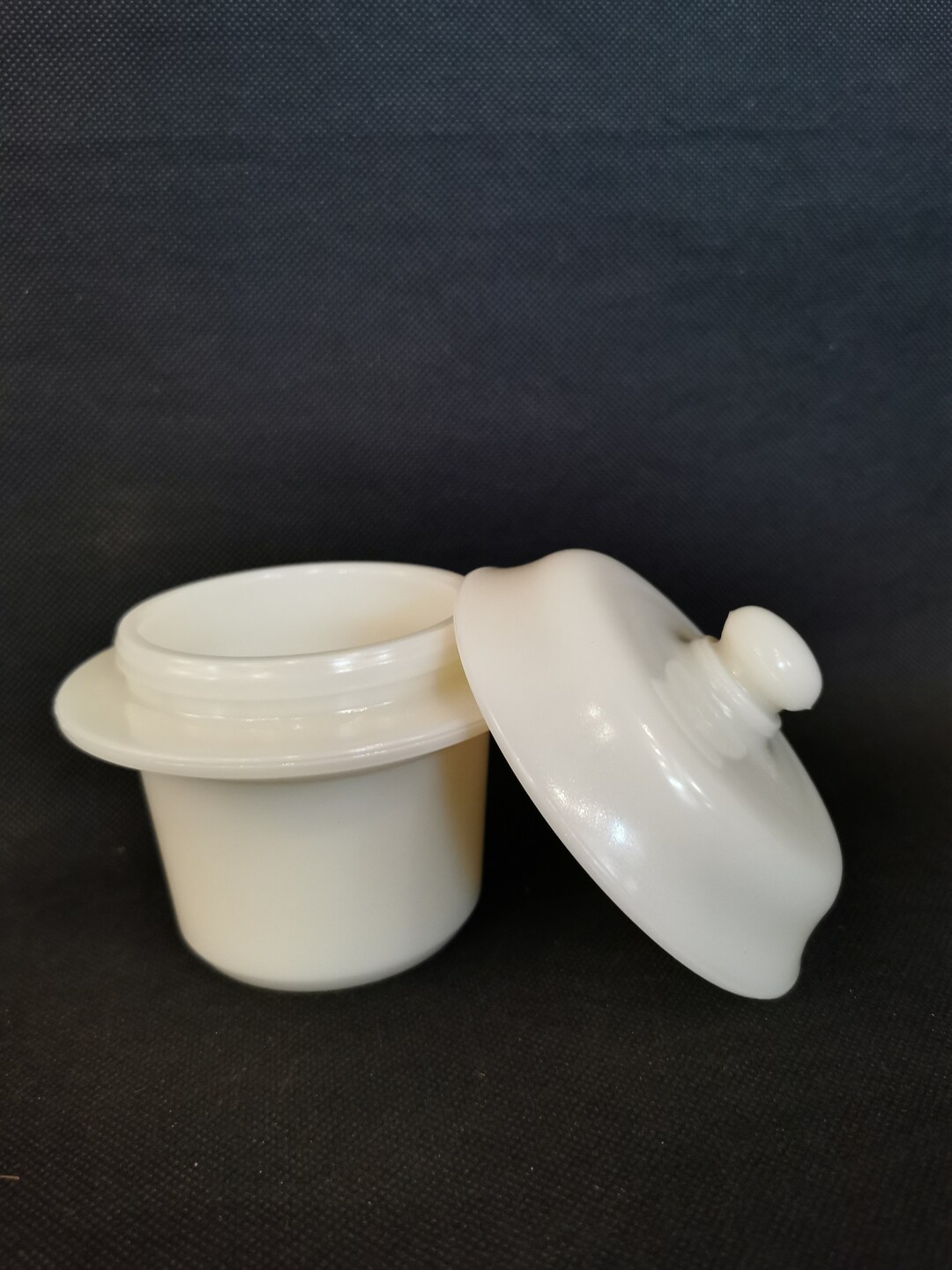 Beautiful Glass Bonboniere Sugar Bowl Vintage White Shabby Lidded Box ...