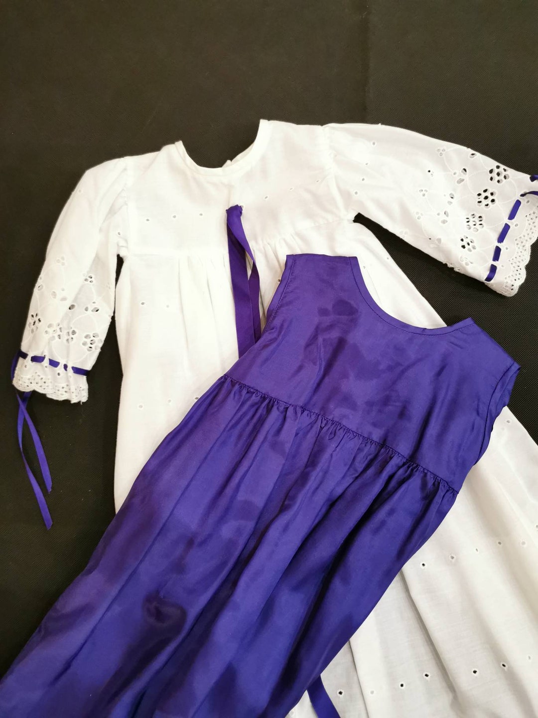 Batiste Lace Shabby Christening Dress Antique Dress With Purple ...