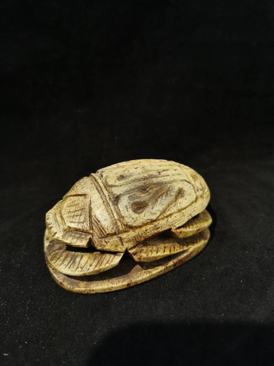 SCARAB Stone Carved Beetle Vintage Lucky Charm Hieroglyphs Old ...