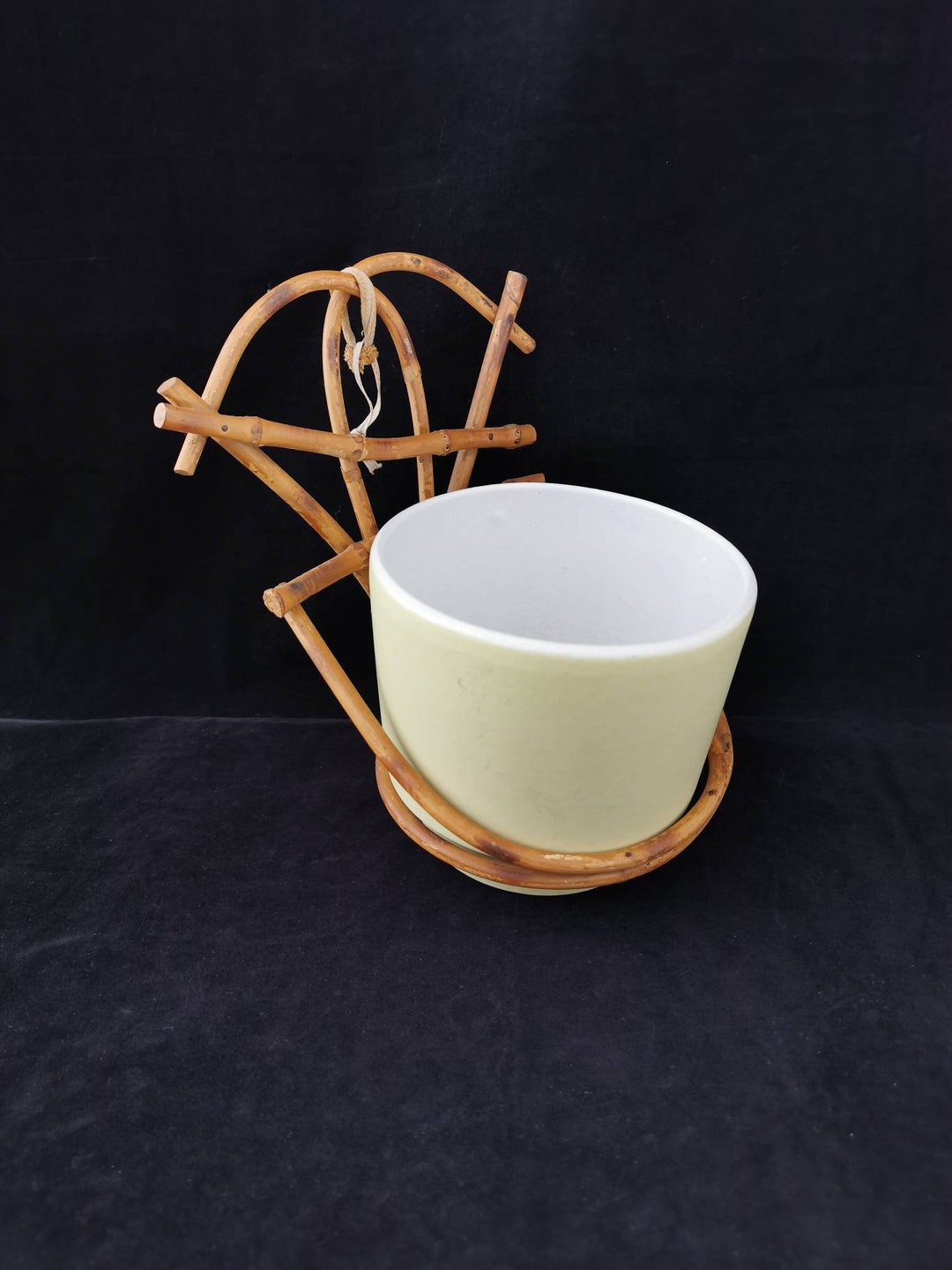 Vintage Flower Pot Holder Wall Mounting Set Wall Flower Pot Bamboo Wall ...