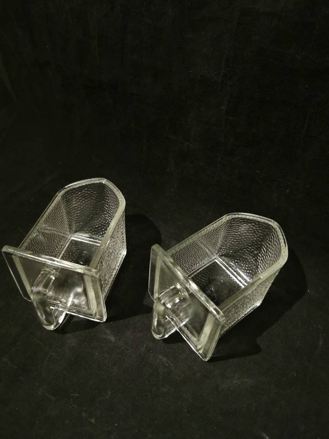 2 Small Antique Glass Chutes Vintage Kitchen Kitchen Buffet Spices ...