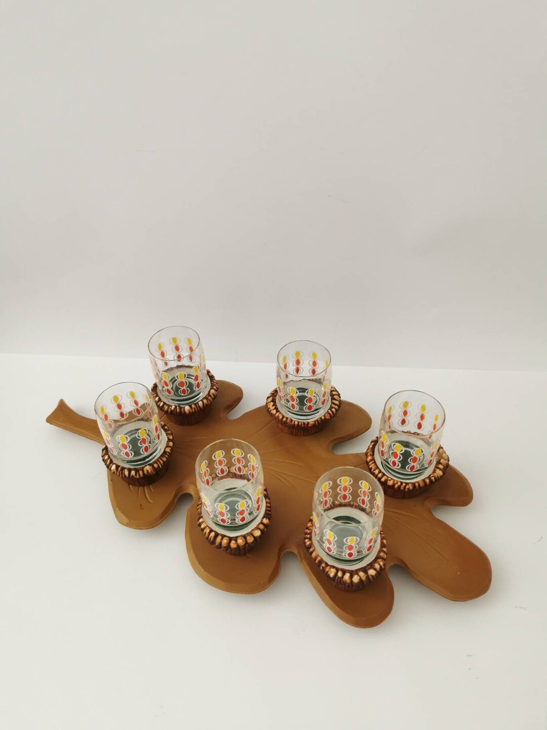 Great Schnapps Glasses Set Art Stand Rockabilly 70s Schnapps Carrier ...