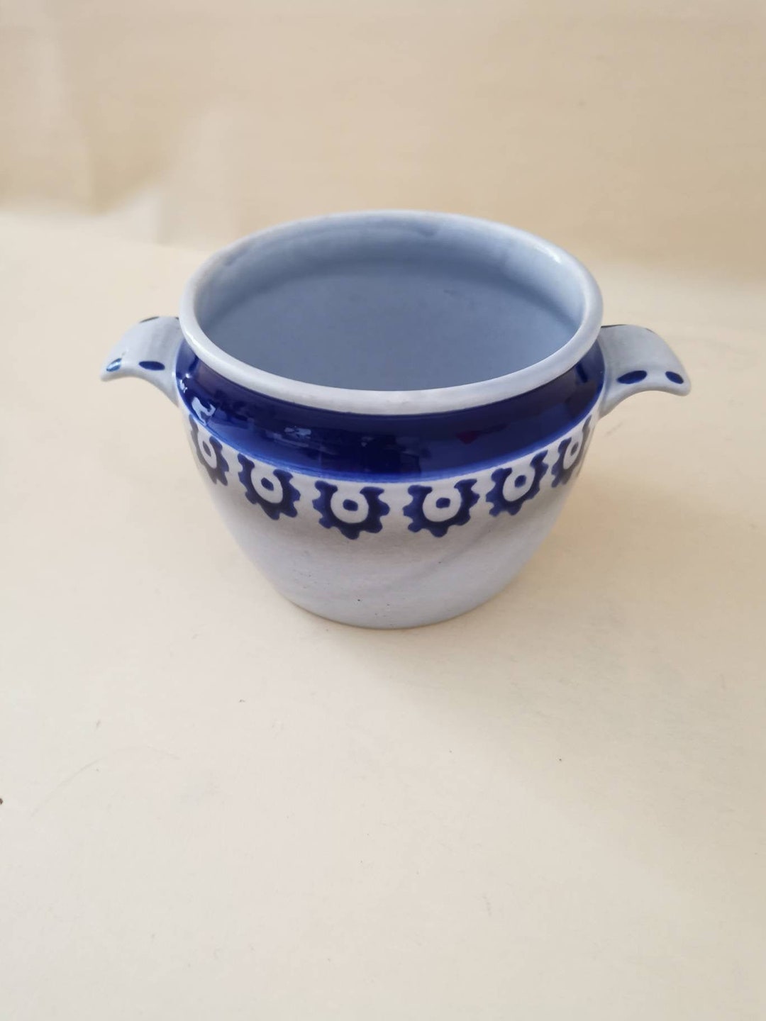 Super Nice Vintage WAKU Flowerpot Blue White Planter Flowerpot ...