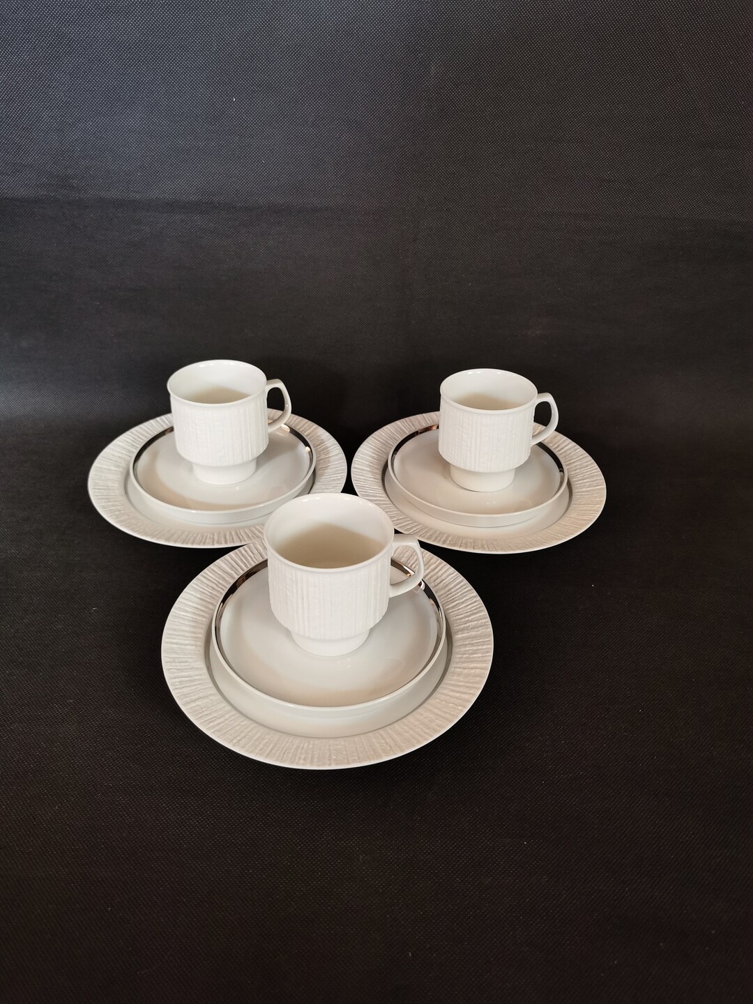 Thomas Porcelain Place Setting 3 People ARCTA White Platinum Silver ...