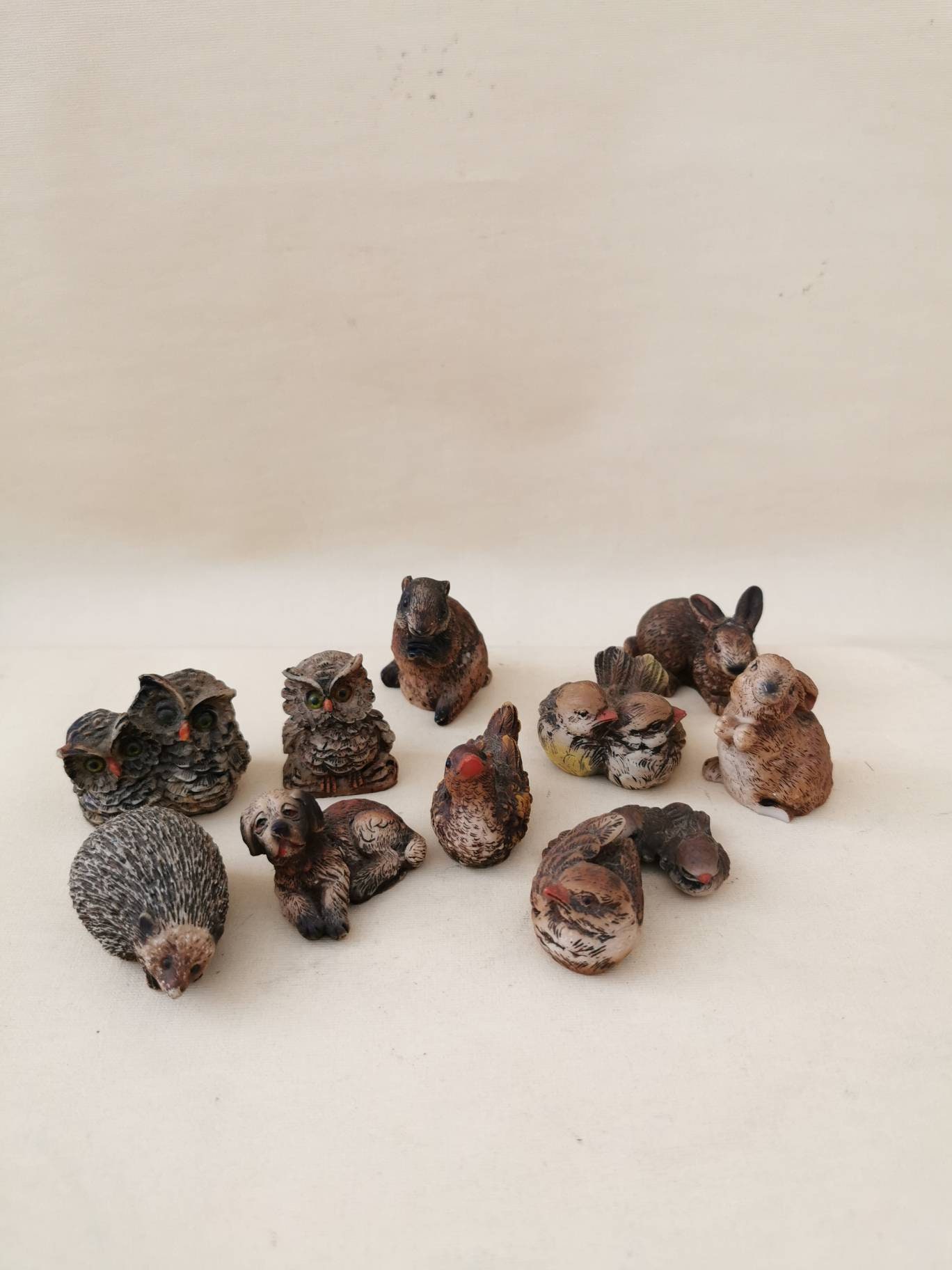 Vintage 11 Hand Painted Mini Animals Set Figure Set Box Dog | Etsy