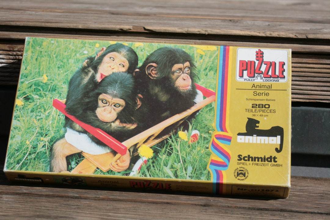 Vintage Jigsaw Puzzle 70s Chimpanzee Babies - Etsy