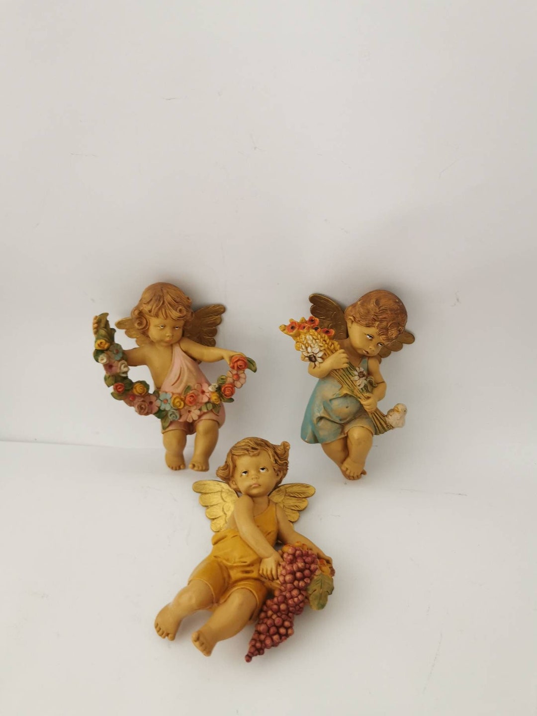 3x Vintage Putte Angel Putte Head Angel Puti PVC Hand Painted E ...