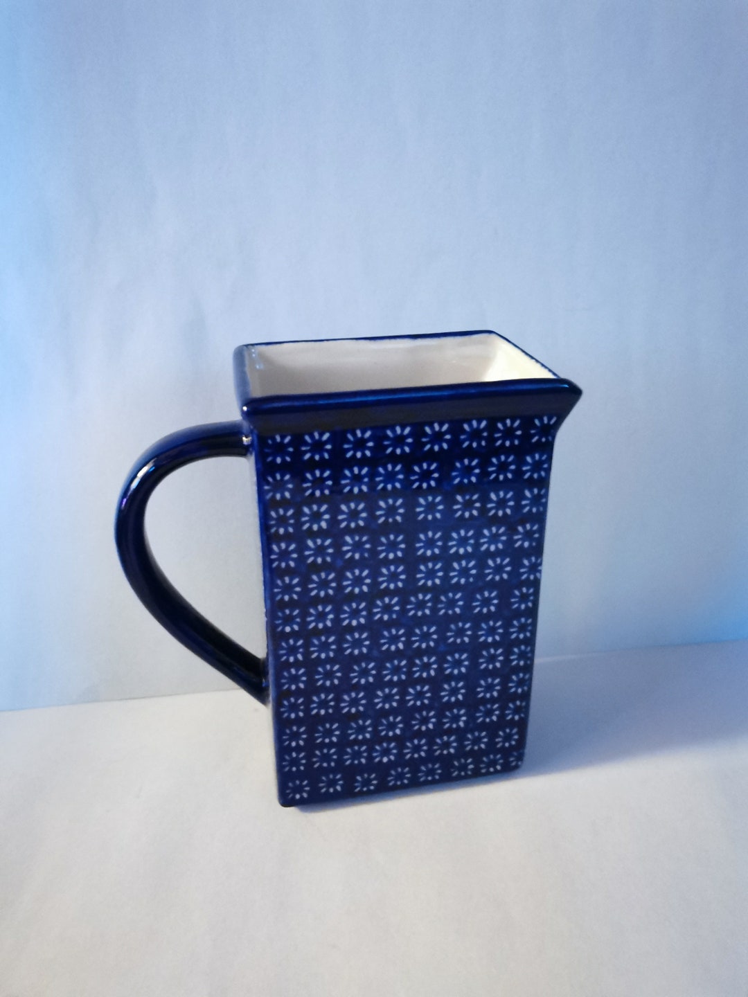 Dots Ceramic Jug Blue White Milk Carton Jug - Etsy