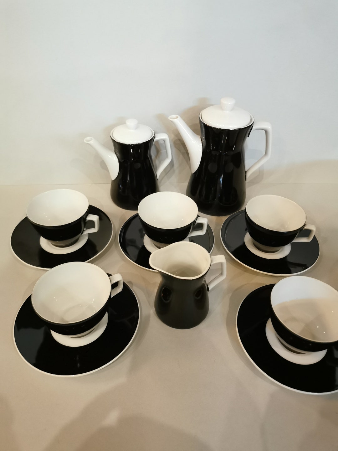 SPM Walküre Porcelain Cups 5 Pieces With 3 Jugs Black and White - Etsy