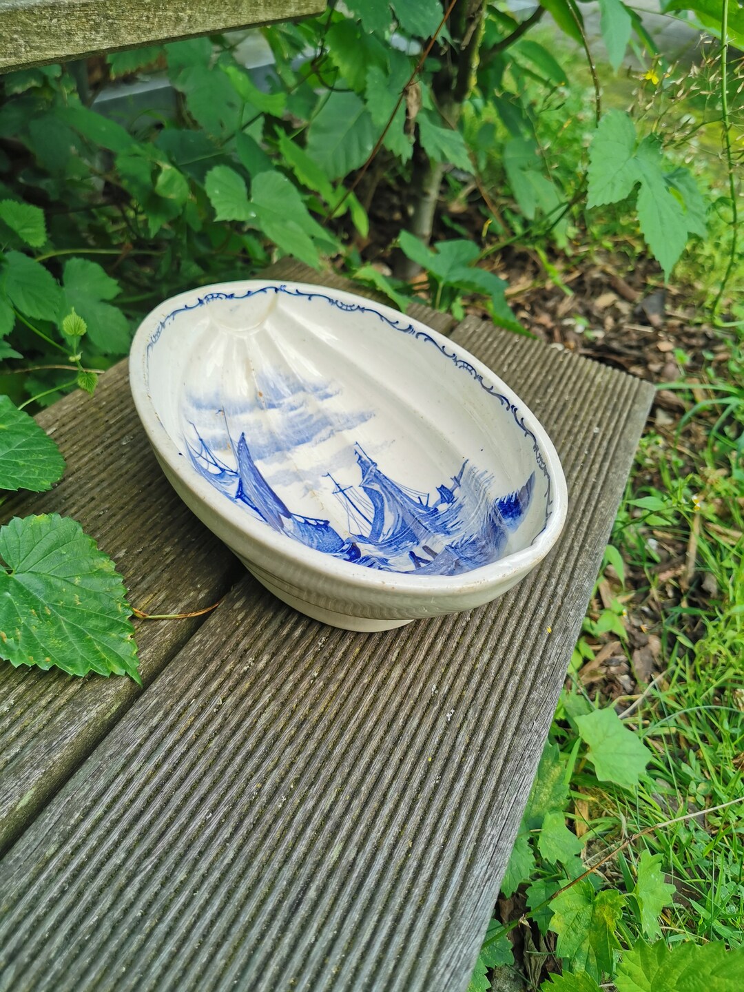 Antique Pudding Mold Ceramic Baking Mold Shabby Decoration Bake or Hang ...