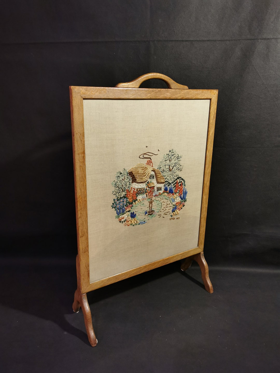 Biedermeier Fireplace Fireplace Protection Screen Made of Wood With ...