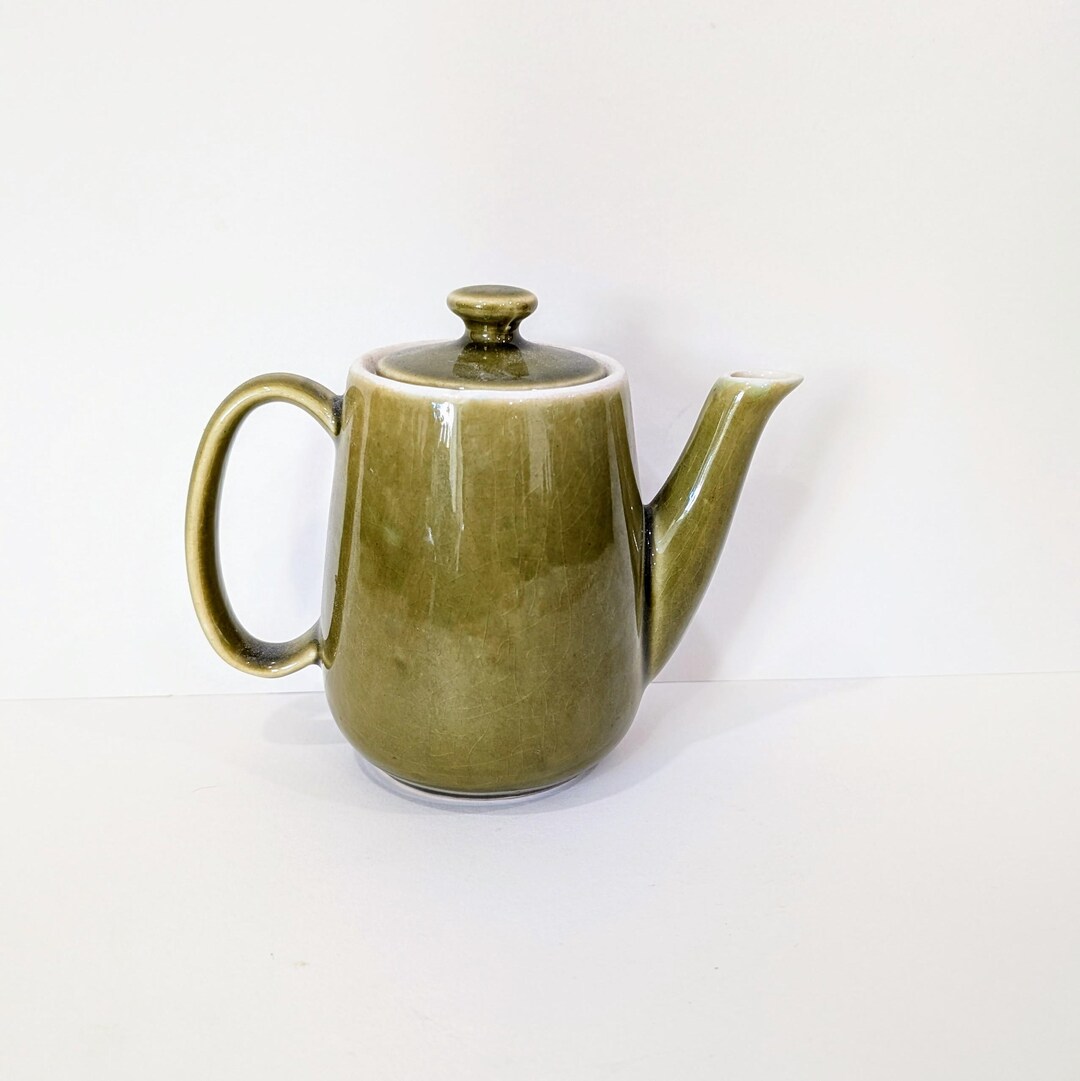 Antique Coffee Pot Teapot Fireproof Base Forest Green Ceramic 0.35l - Etsy